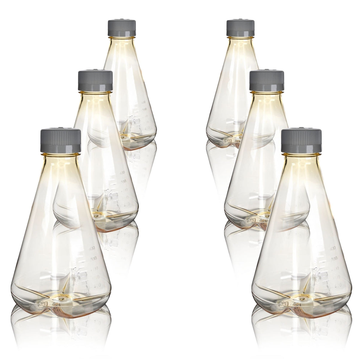 Pack of 6, 1L Sterile Polycarbonate Erlenmeyer Flasks, Vented, Baffled ...