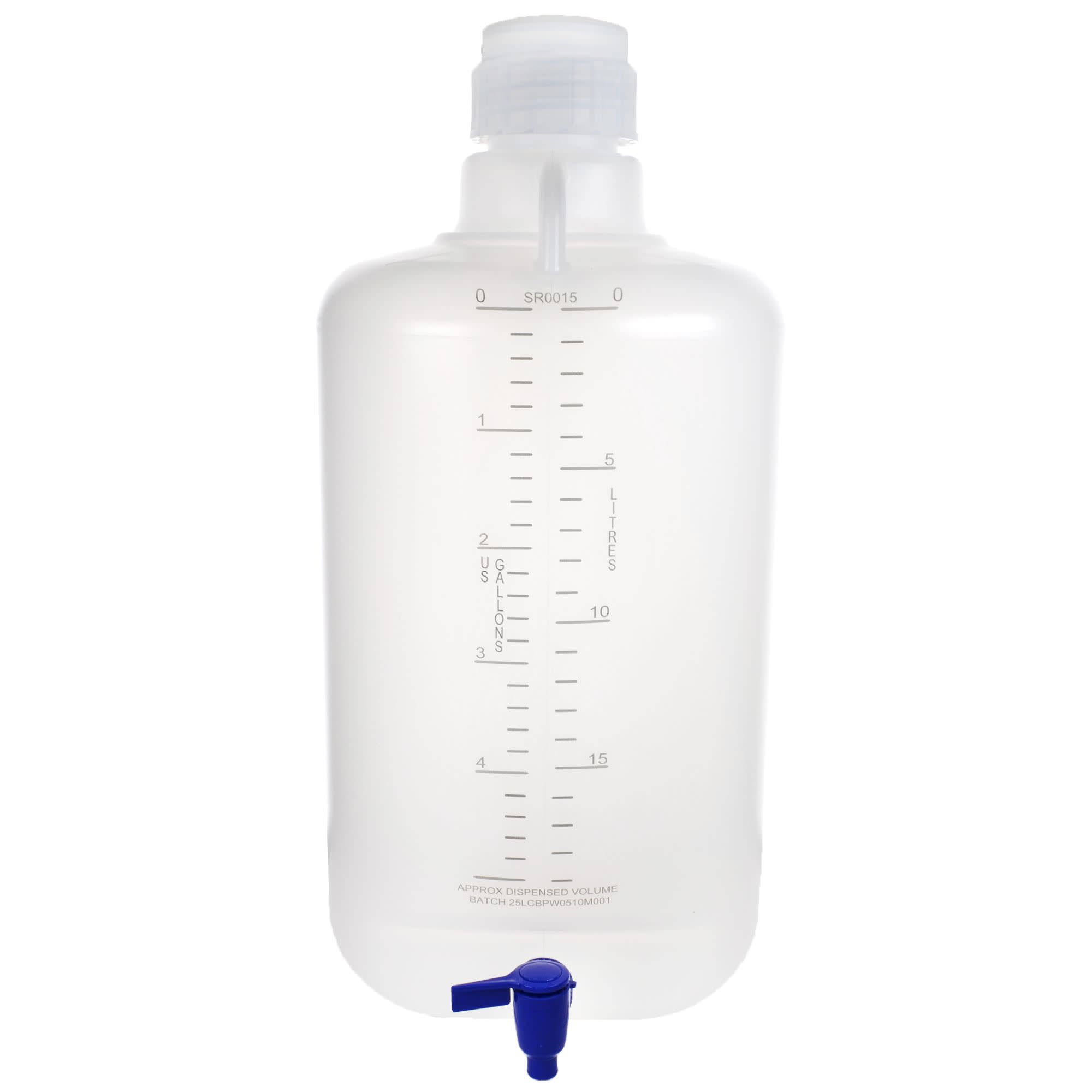 25L Polypropylene Carboy with Silicone-Lined Cap and Spigot, Autoclava ...