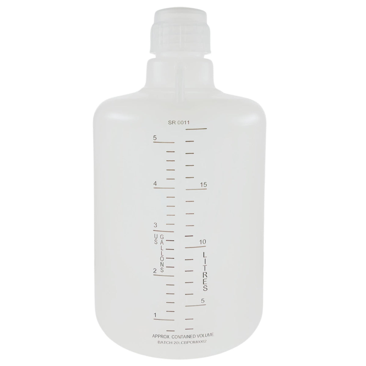 20L Polypropylene Carboy with Silicone-Lined Cap, Autoclavable, Non-St ...