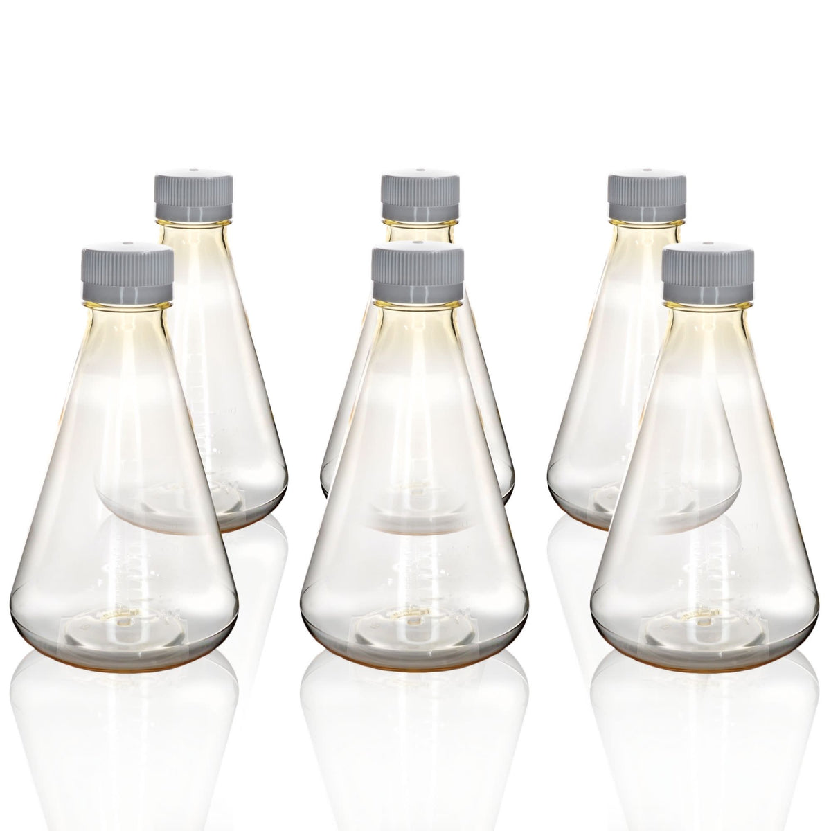 Pack of 6, 1L Sterile Polycarbonate Erlenmeyer Flasks, Non-Vented, Fla ...
