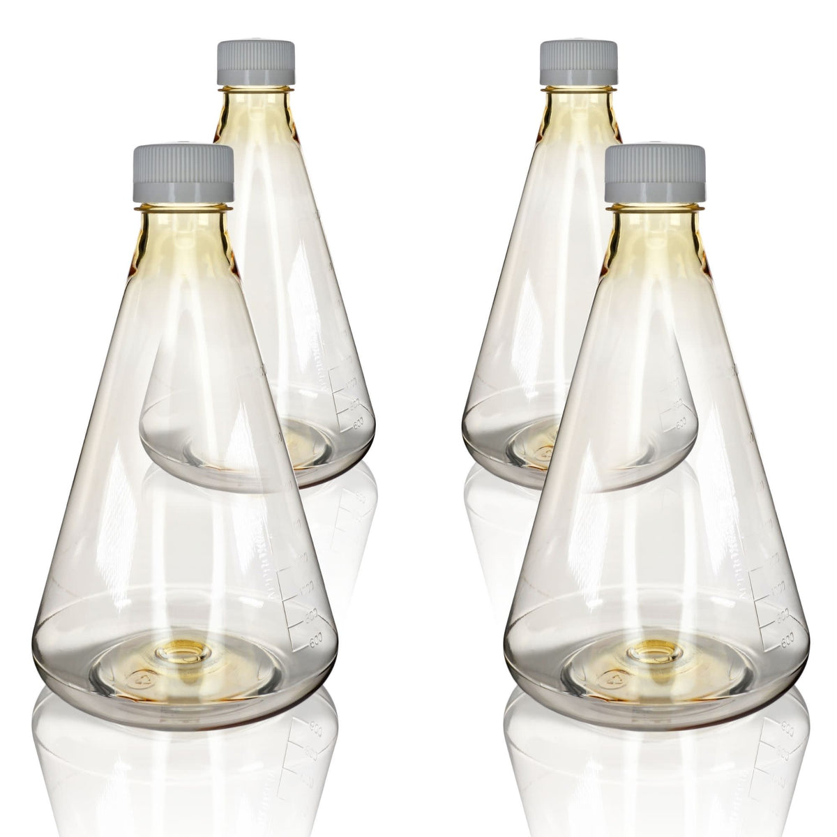 Eisco - Pack of 4, 2L Sterile Polycarbonate Erlenmeyer Flasks, Vented ...