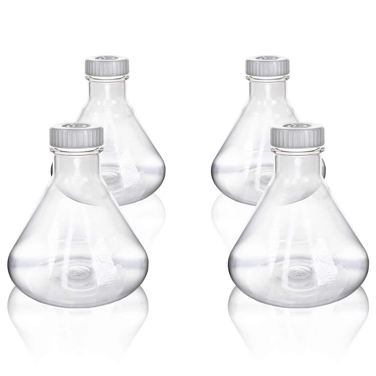 Pack of 4, 3L Sterile PETG Erlenmeyer Flasks, Vented, Flat Bottom, Lab — Eisco Industrial