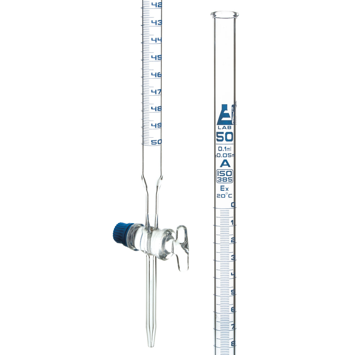 Borosilicate Glass ASTM Graduated Burette with Glass Key Stopcock, 10 ...