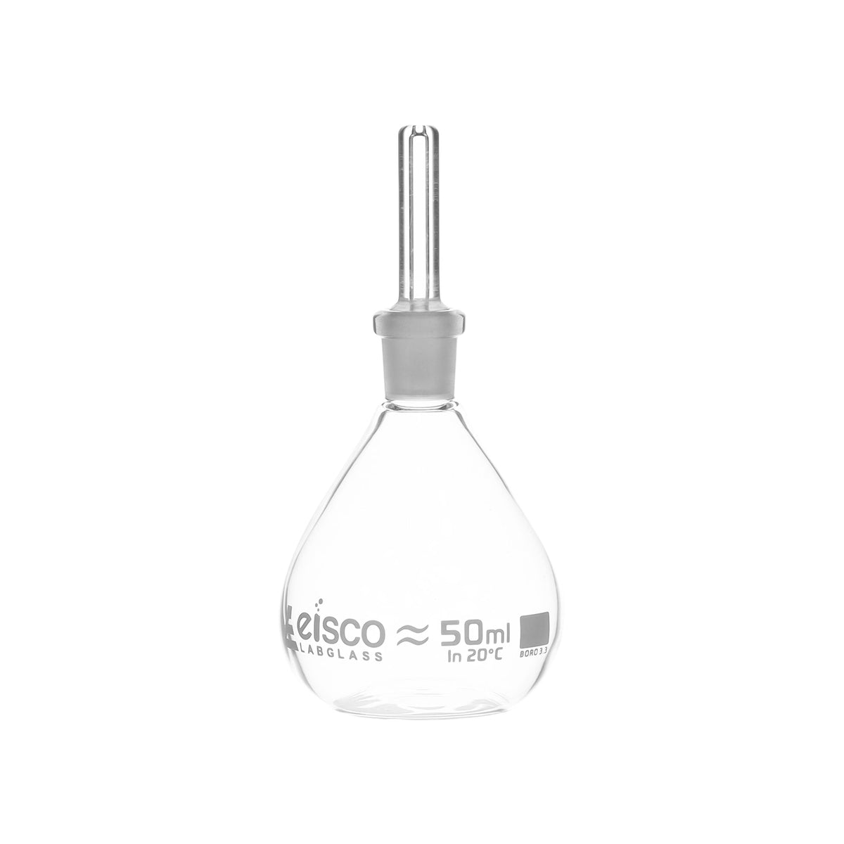 Borosilicate Uncalibrated Pycnometer, 50ml, Autoclavable — Eisco Industrial